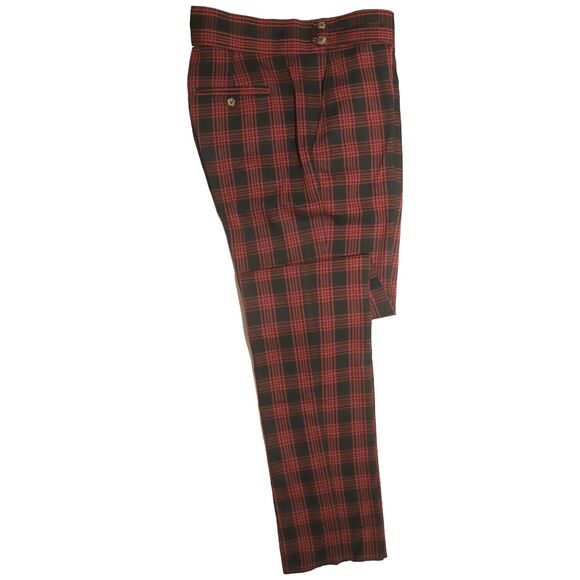 Chiragh Apparel | Pants | Mens Gurkha Pants Red Black Plaid Wool Slim ...